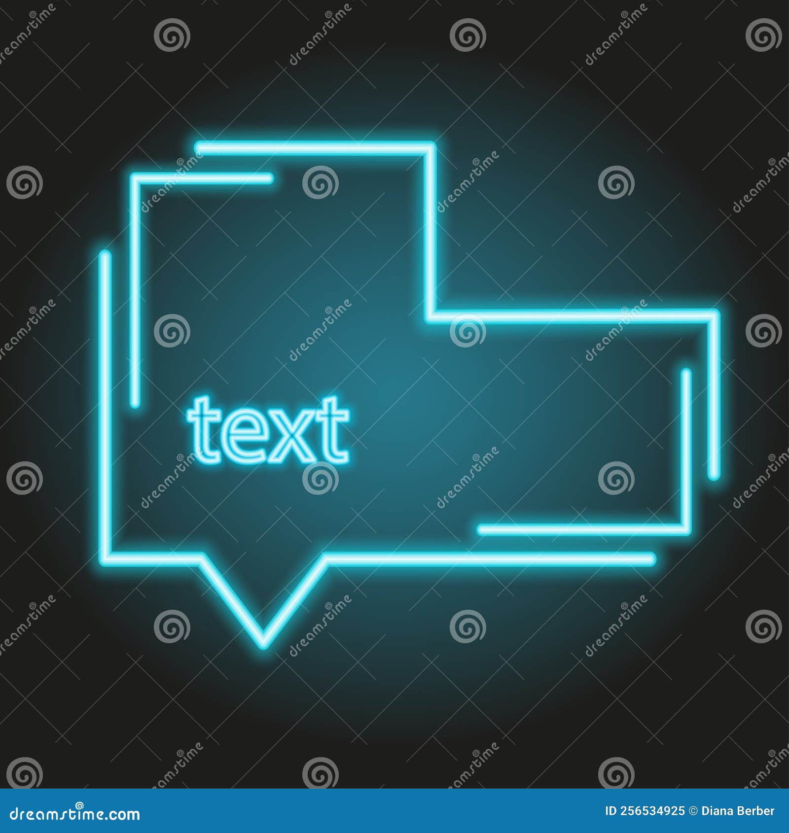 Neon Blue Frame for Text, Comix Frame, Glowing Tube Border Line Stock ...