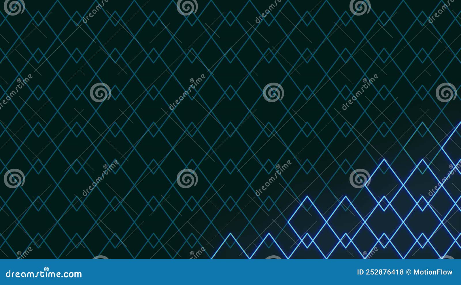 Neon Blue Geometric Diamond Pattern with Pulse Effect Stock Footage ...