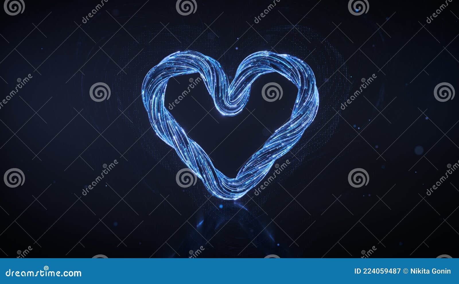 Neon Blue Heart Shape 3D Render Illustration Stock Illustration ...