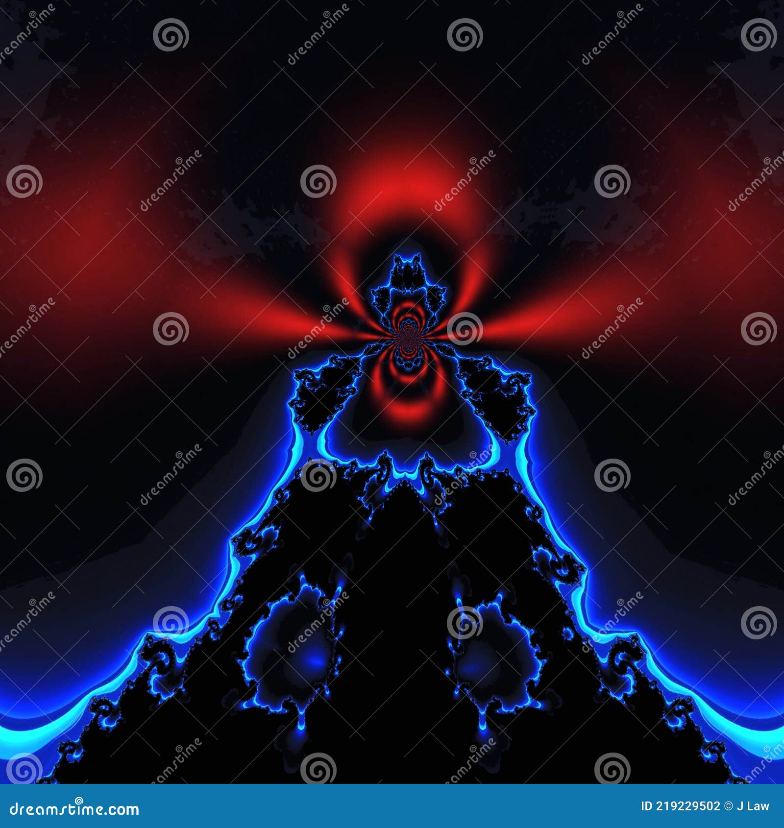 A Lighthouse Warning Beacon Made from Blue Ice with Red Sky Stock ...