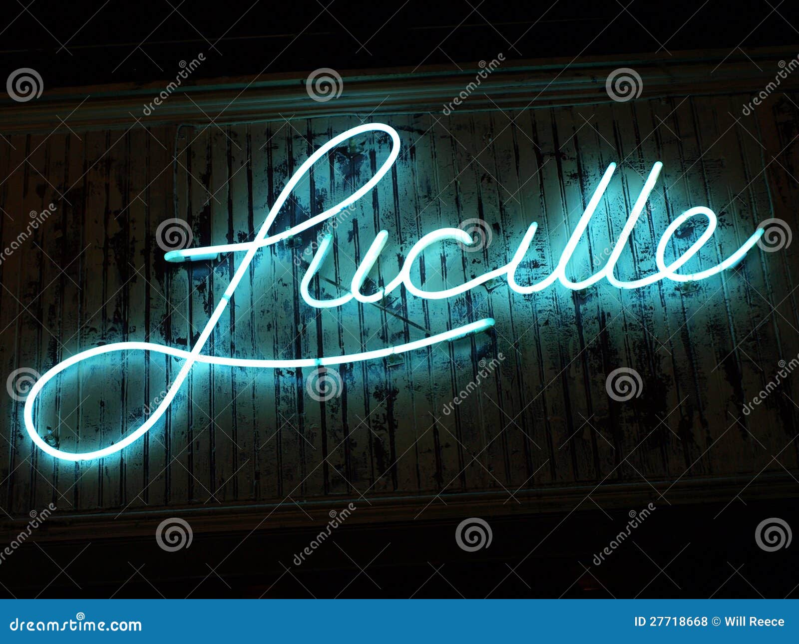 Neon Blue Lucille stock photo. Image of name, lights - 27718668