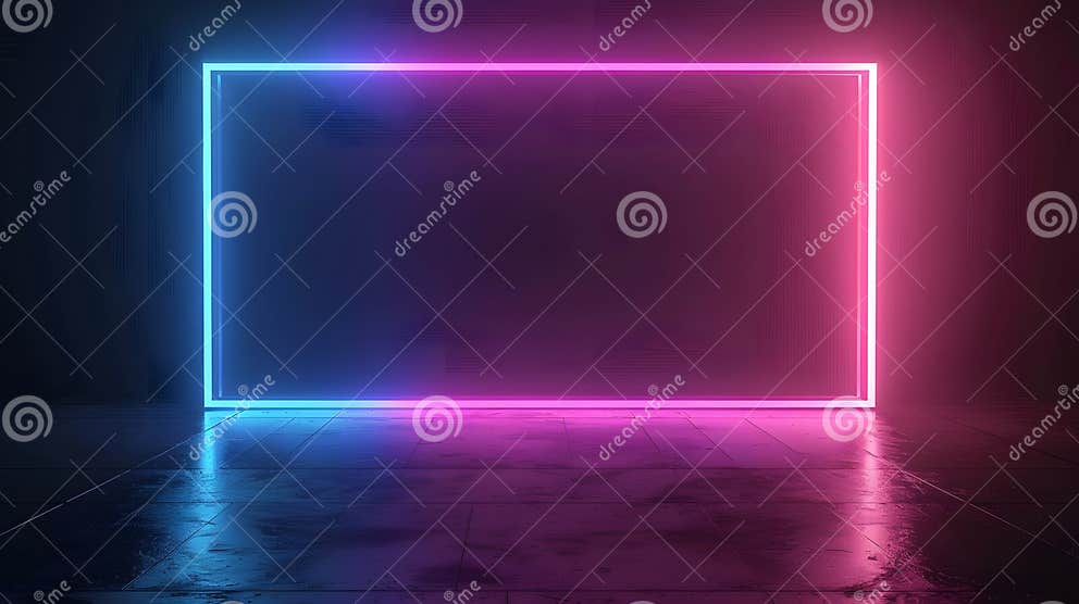 Neon Blue & Pink Glowing Frame for Presentation Stock Illustration ...