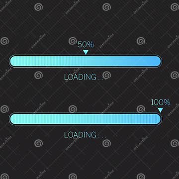 Neon Blue Progress Loading Bar Stock Vector - Illustration of icon ...