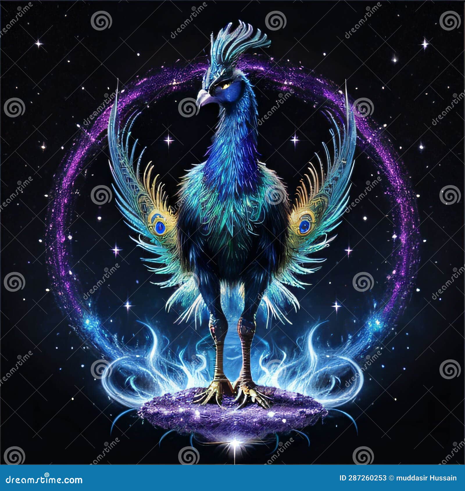 A Galactic Peacock in Space Stock Illustration - Illustration of ...