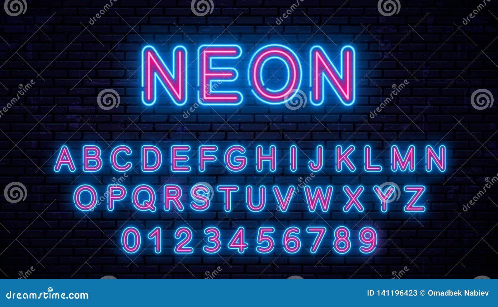 Neon blue - red letters stock vector. Illustration of letter - 141196423