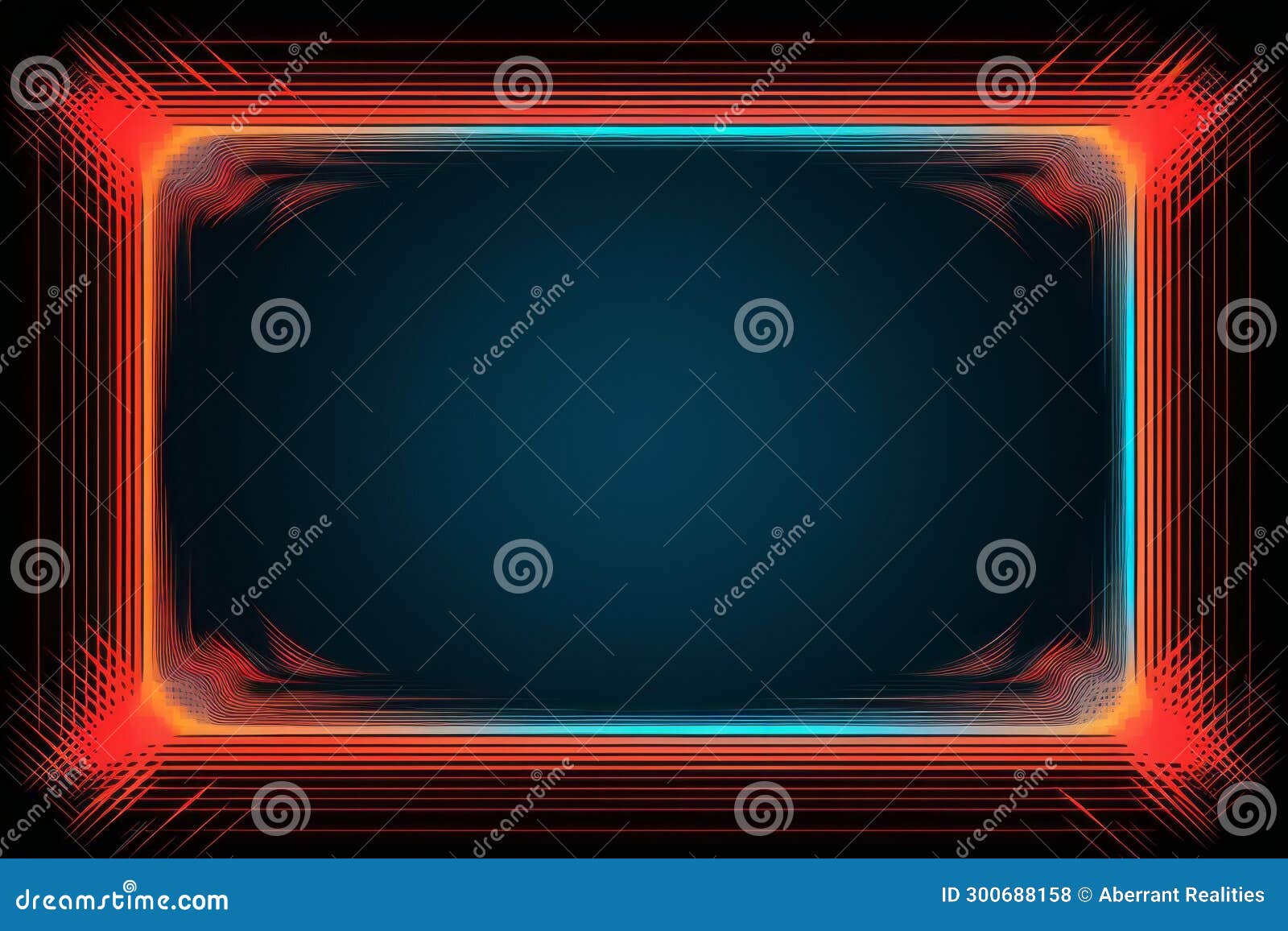 A Neon Blue and Red Square Frame on a Black Background Stock ...