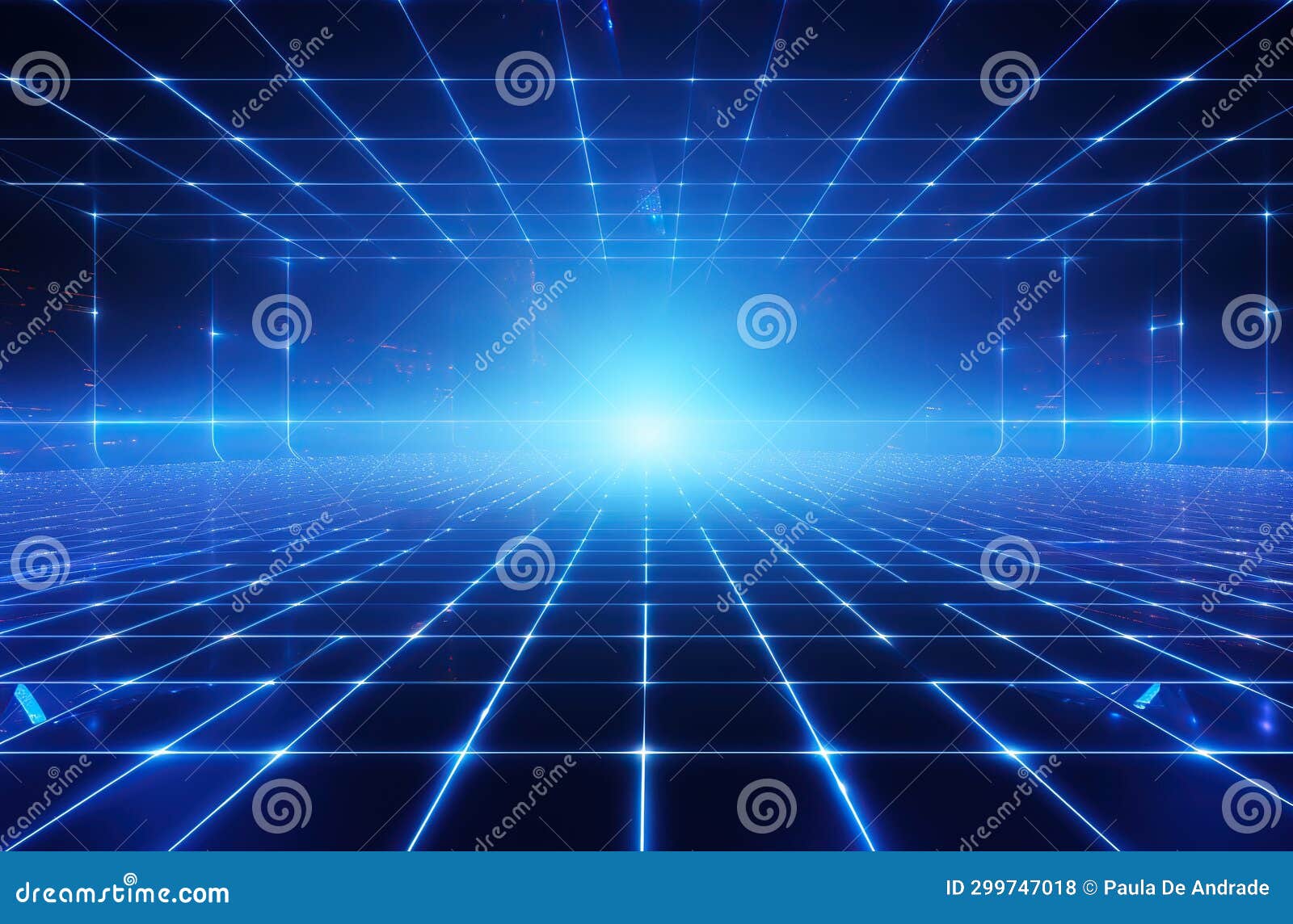Neon Blue Retro Grid Background Stock Illustration - Illustration of ...