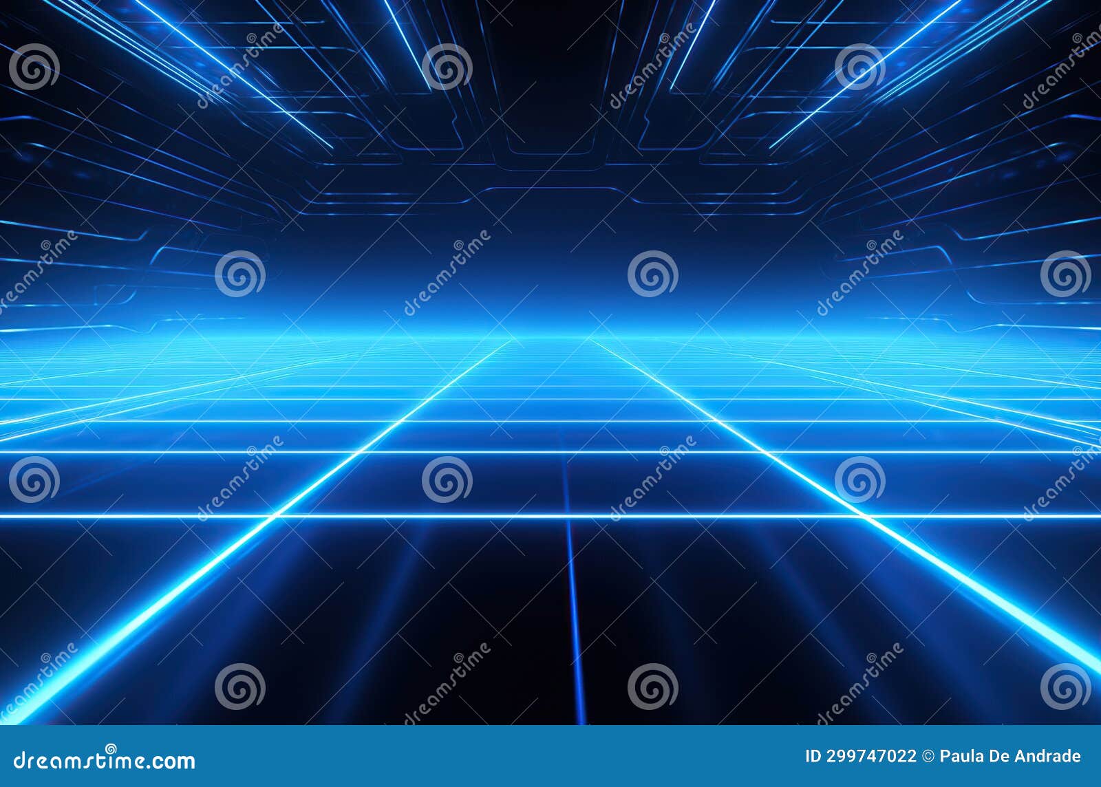 Neon Blue Retro Grid Background Stock Illustration - Illustration of ...