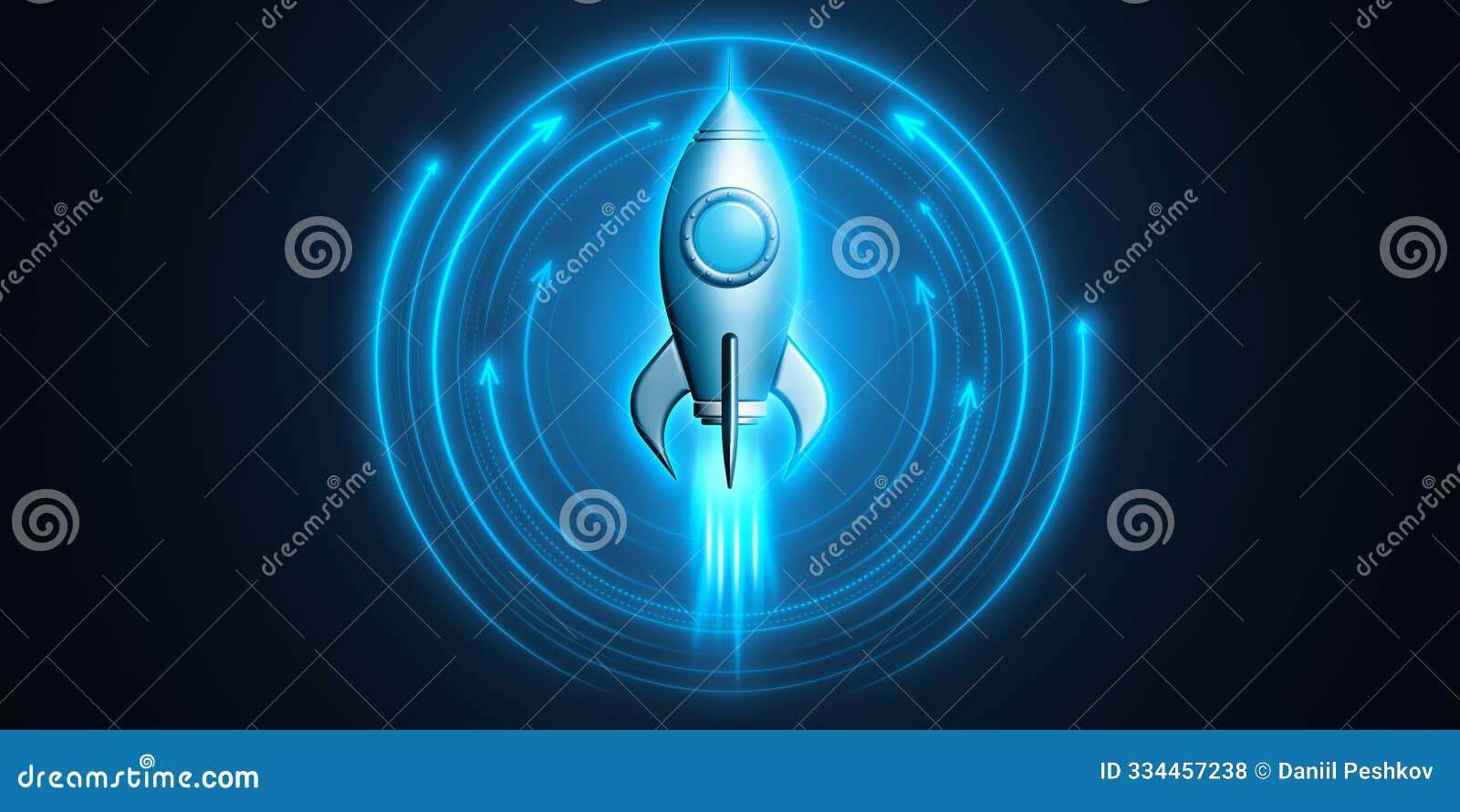 Blue Rocket Toy On White Surface, Vibrant Background, Striking Focal ...