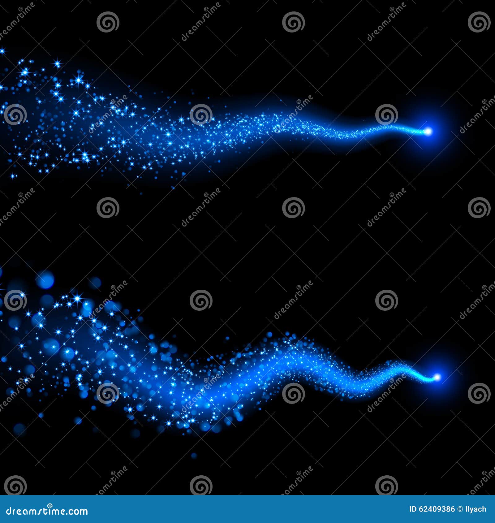 Neon Blue Sparkling Shooting Star With Stardust Trail Vector ...