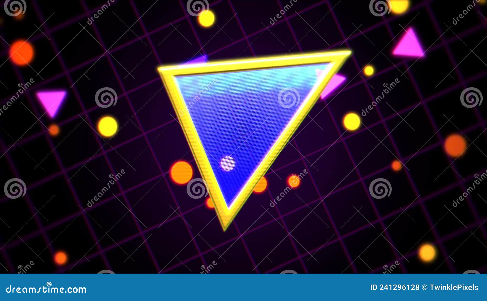 Neon Blue Triangle and Grid Pattern in 80s Style Stock Footage - Video ...