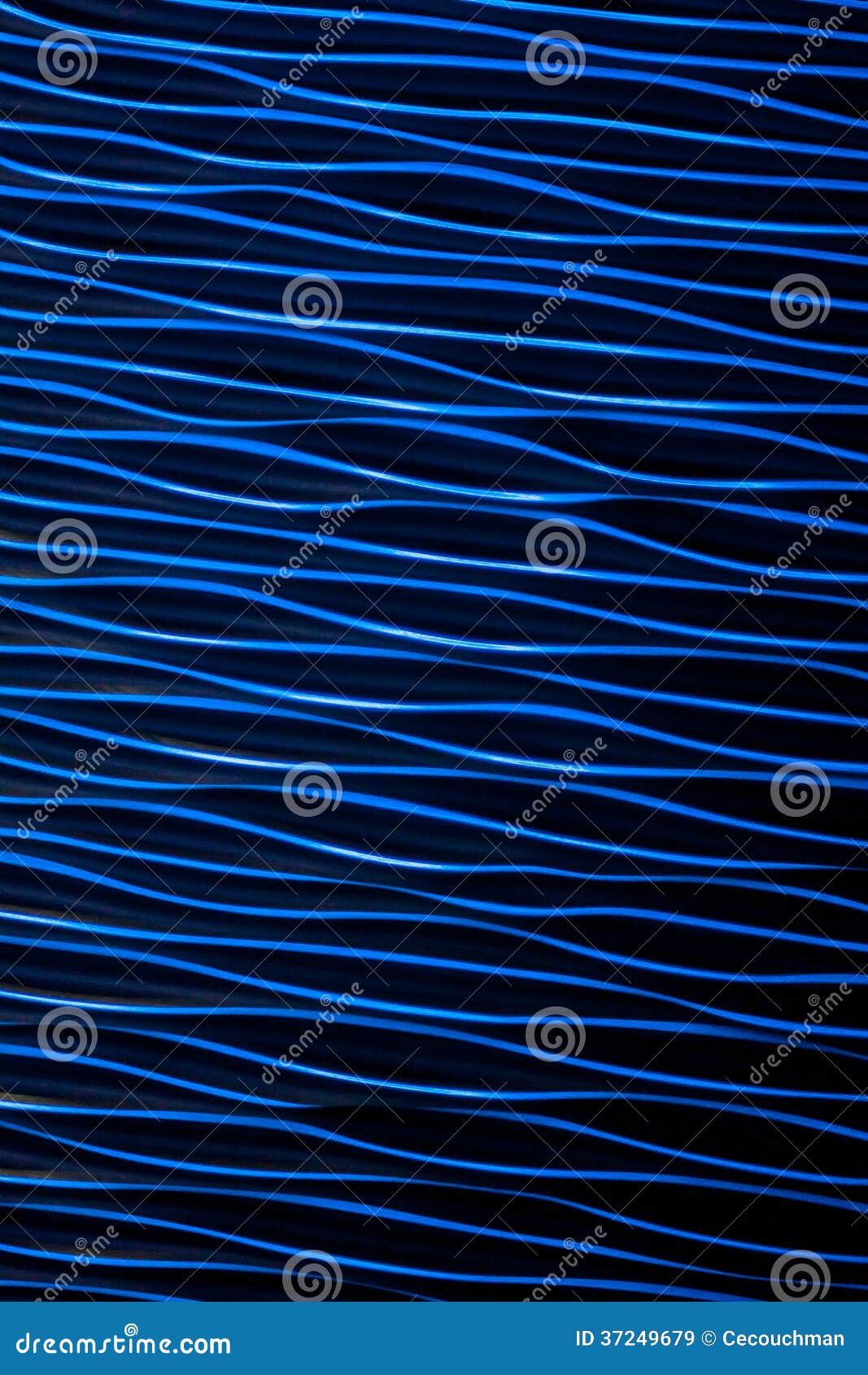 Neon Blue Wavy Lines on Black - Abstract Stock Image - Image of ...
