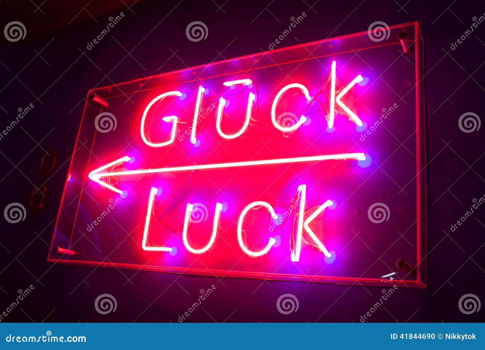 Neon board with Luck text stock photo. Image of abstract - 41844690