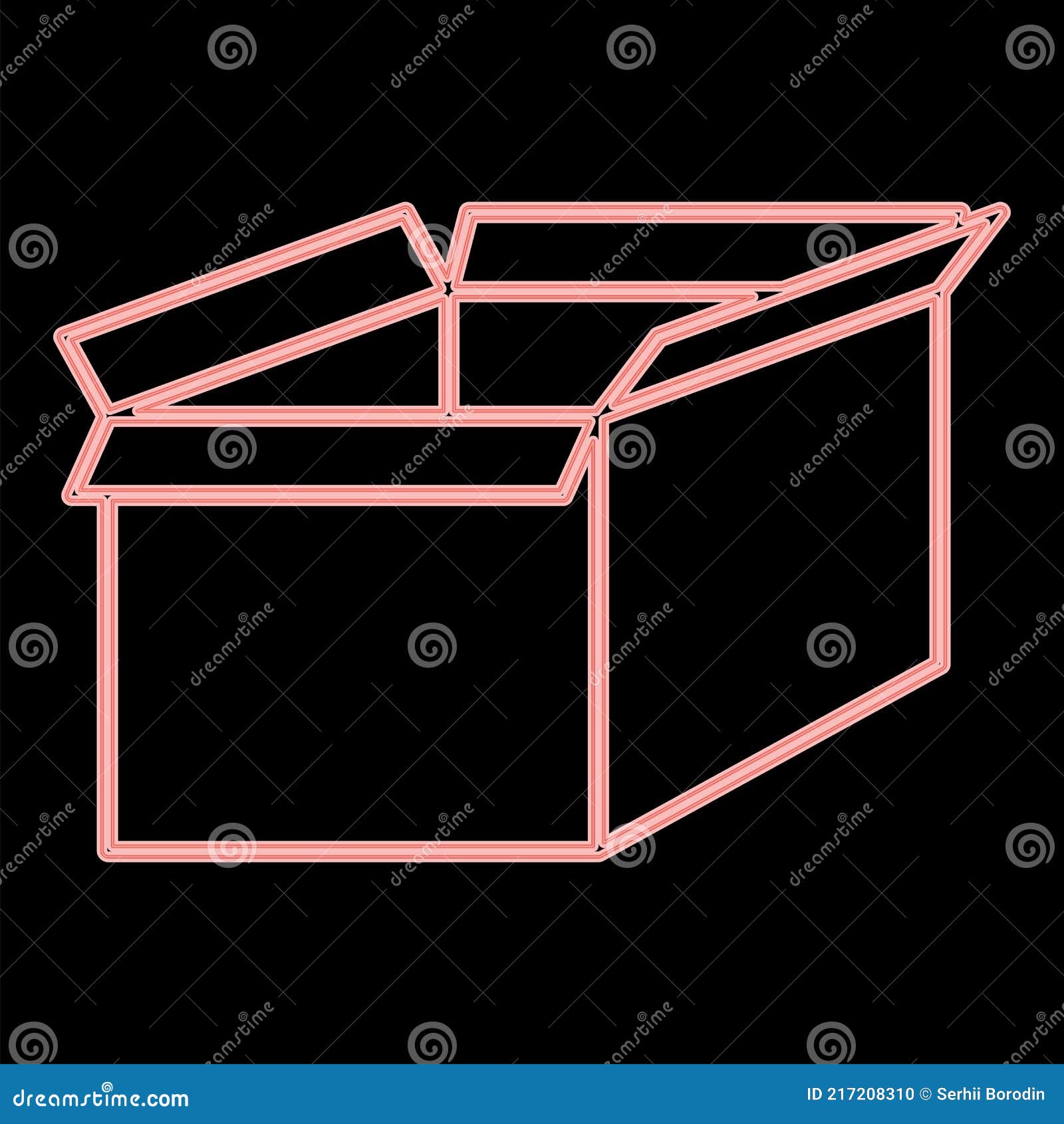 Neon Box the Red Color Vector Illustration Flat Style Image Stock ...
