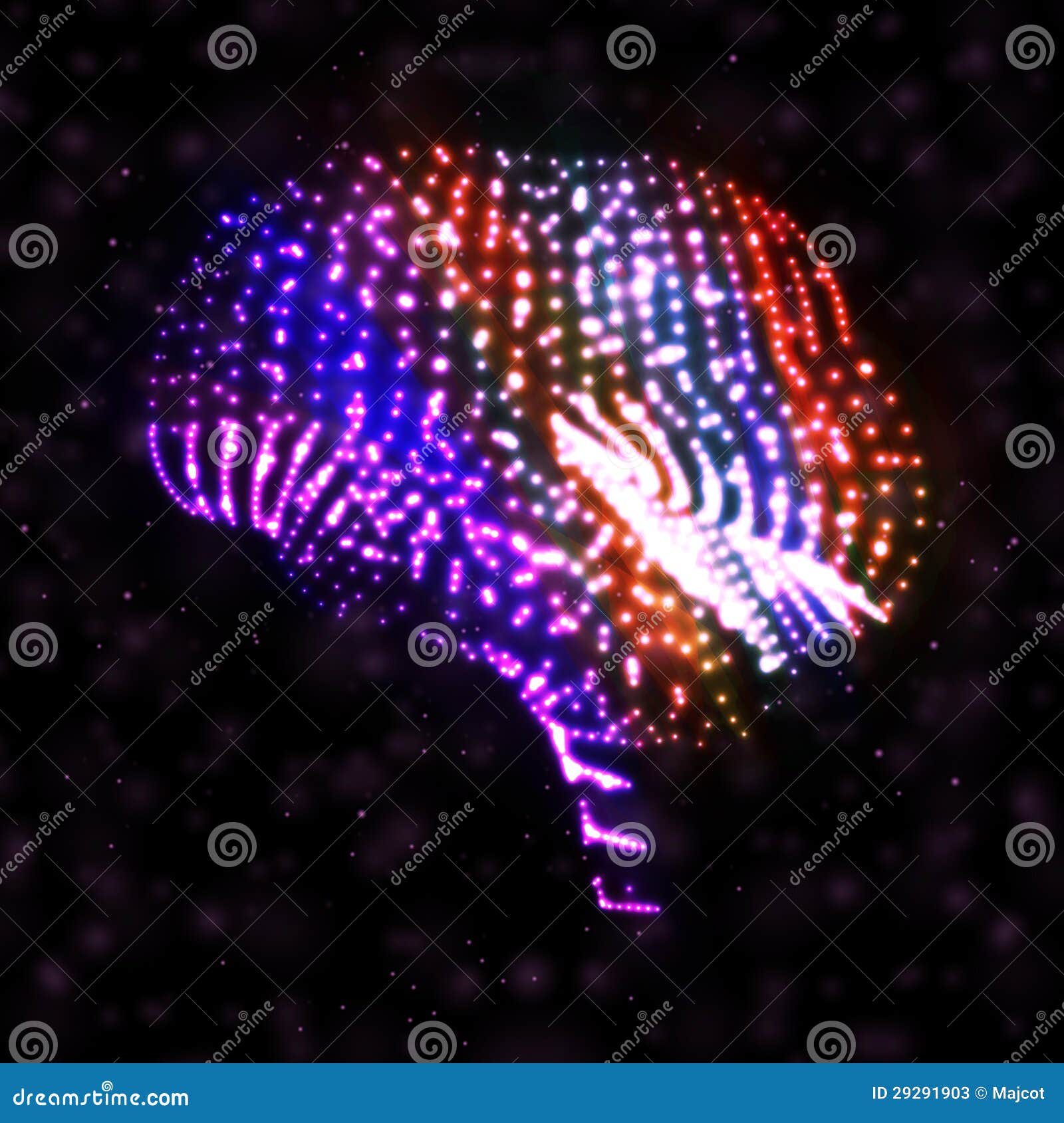 Neon Brain, Abstract Illustration. Stock Vector - Illustration of ...