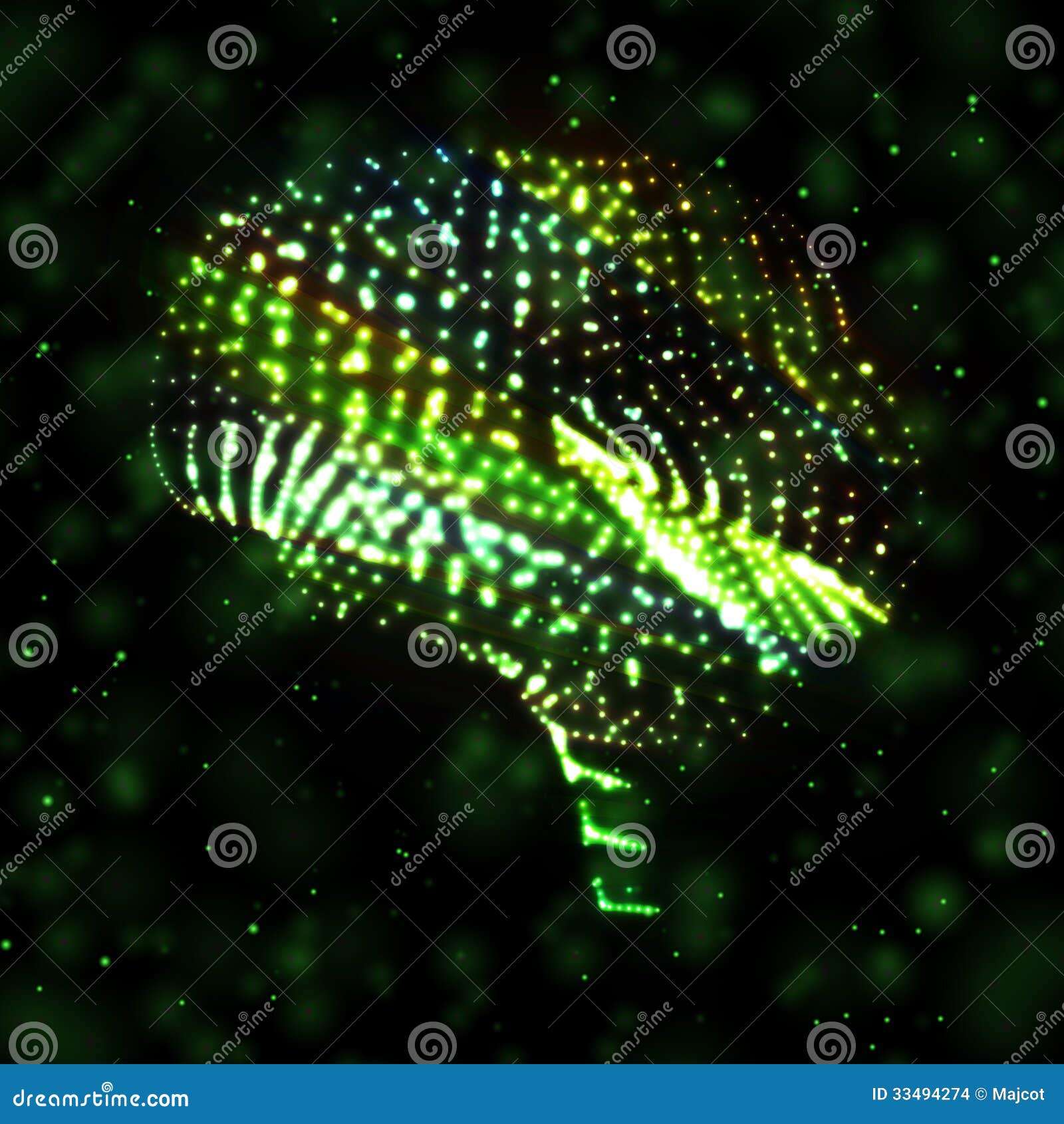 Neon Brain, Abstract Illustration. Stock Vector - Illustration of ...