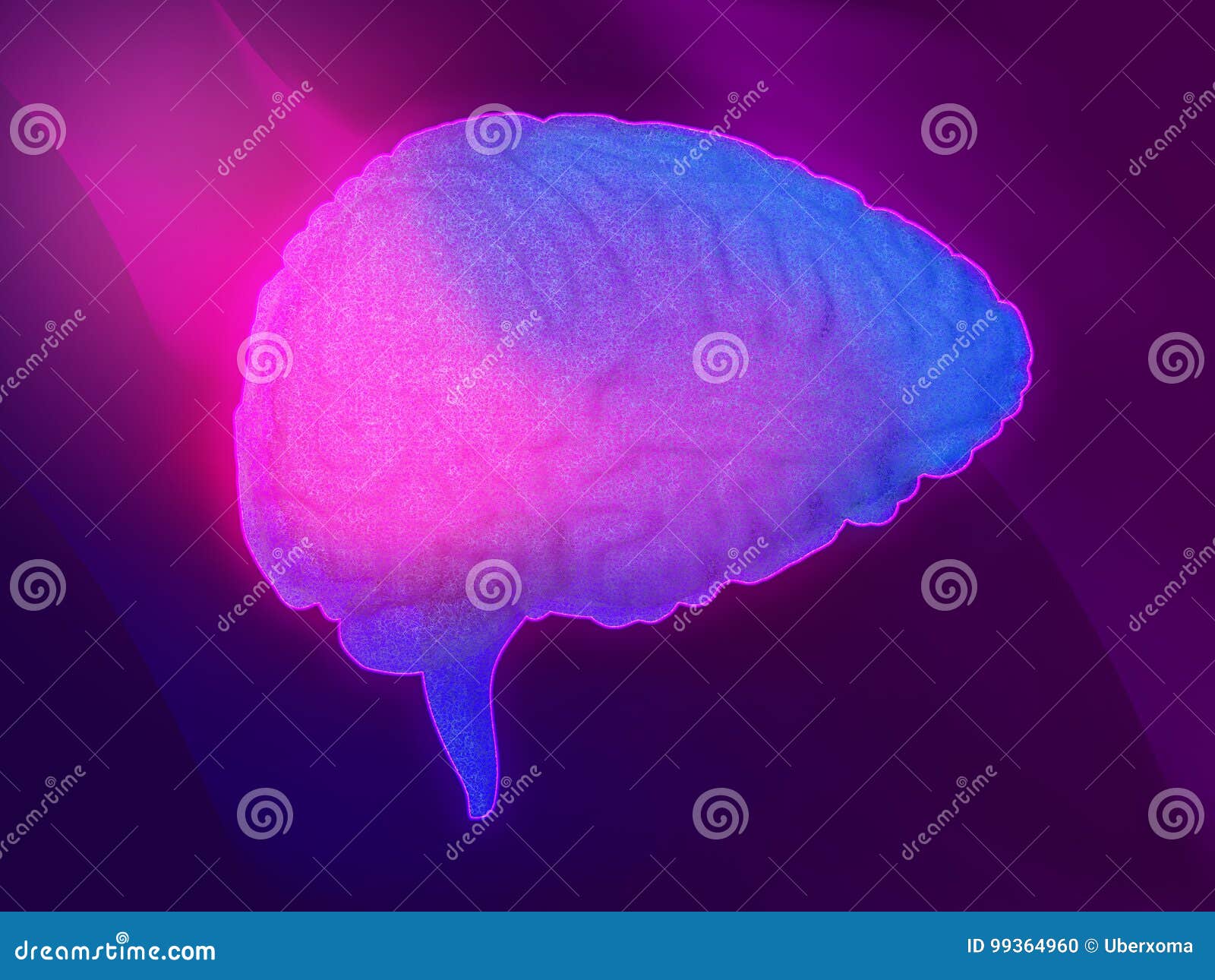Neon Brain Concept. Cerebellum. Human Brain 3D Illustration Stock ...