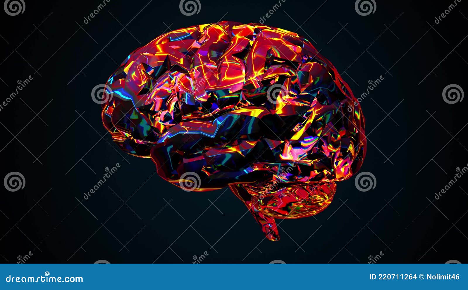 Neon Brain with Glossy Convolutions Stock Illustration - Illustration ...