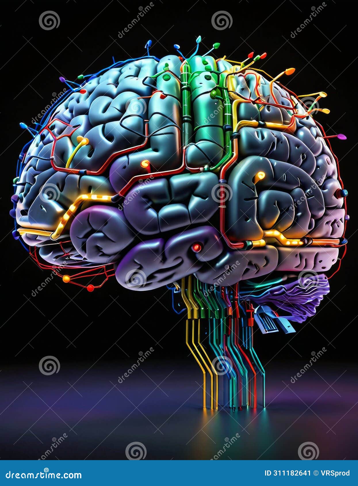 Neon Brain Matrix stock image. Image of connectivity - 311182641