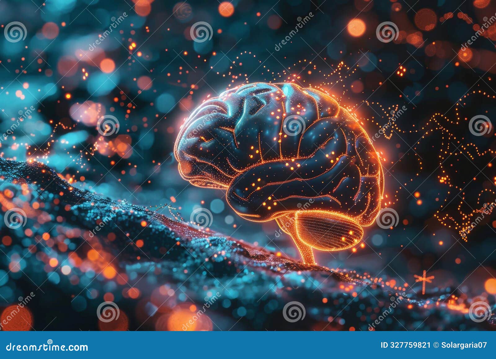 Neon Brain Connections Abstract Art Vertical Background For ...