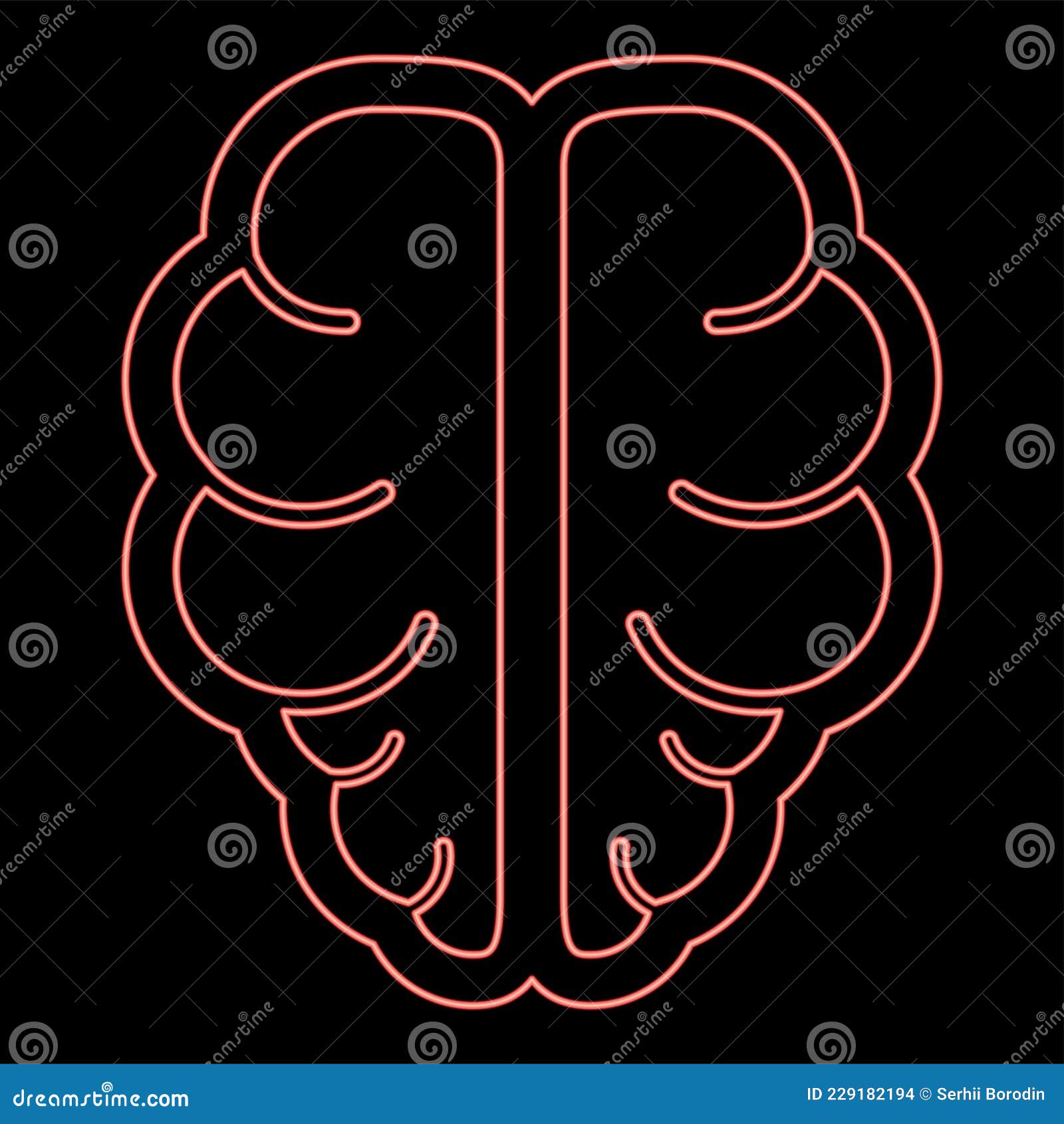 Neon Brain Red Color Vector Illustration Flat Style Image Stock Vector ...