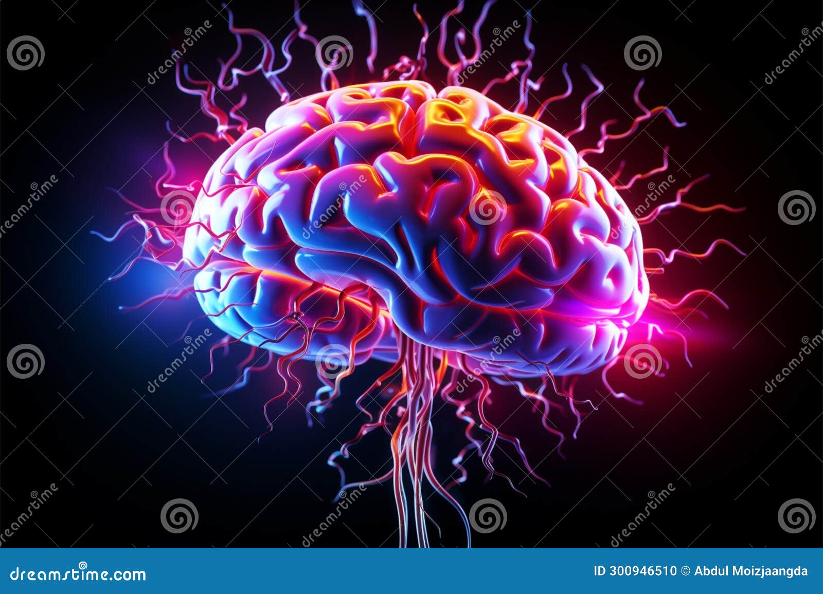 Neon Brainwave Head in Vaporwave Synthwave Retrowave Style, Bright ...