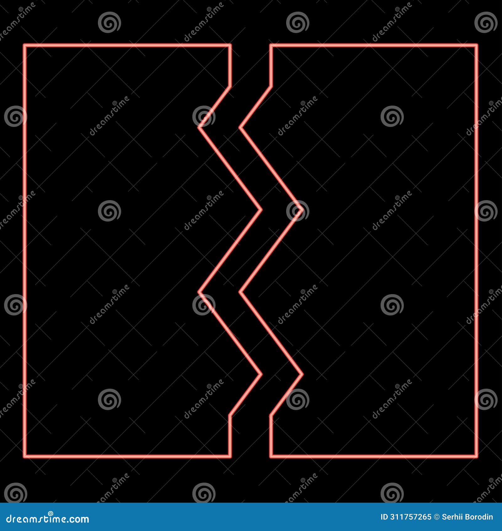 Neon Breach Broken Torn Tear Object Document Red Color Vector ...
