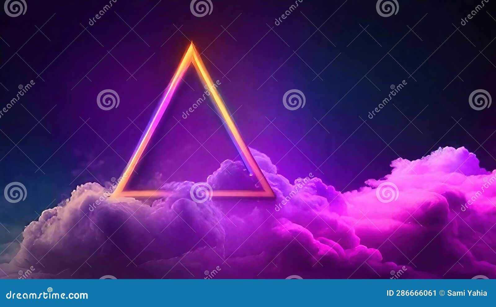 Neon Brilliance in Abstract 3D: Cloud and Triangular Form Stock ...