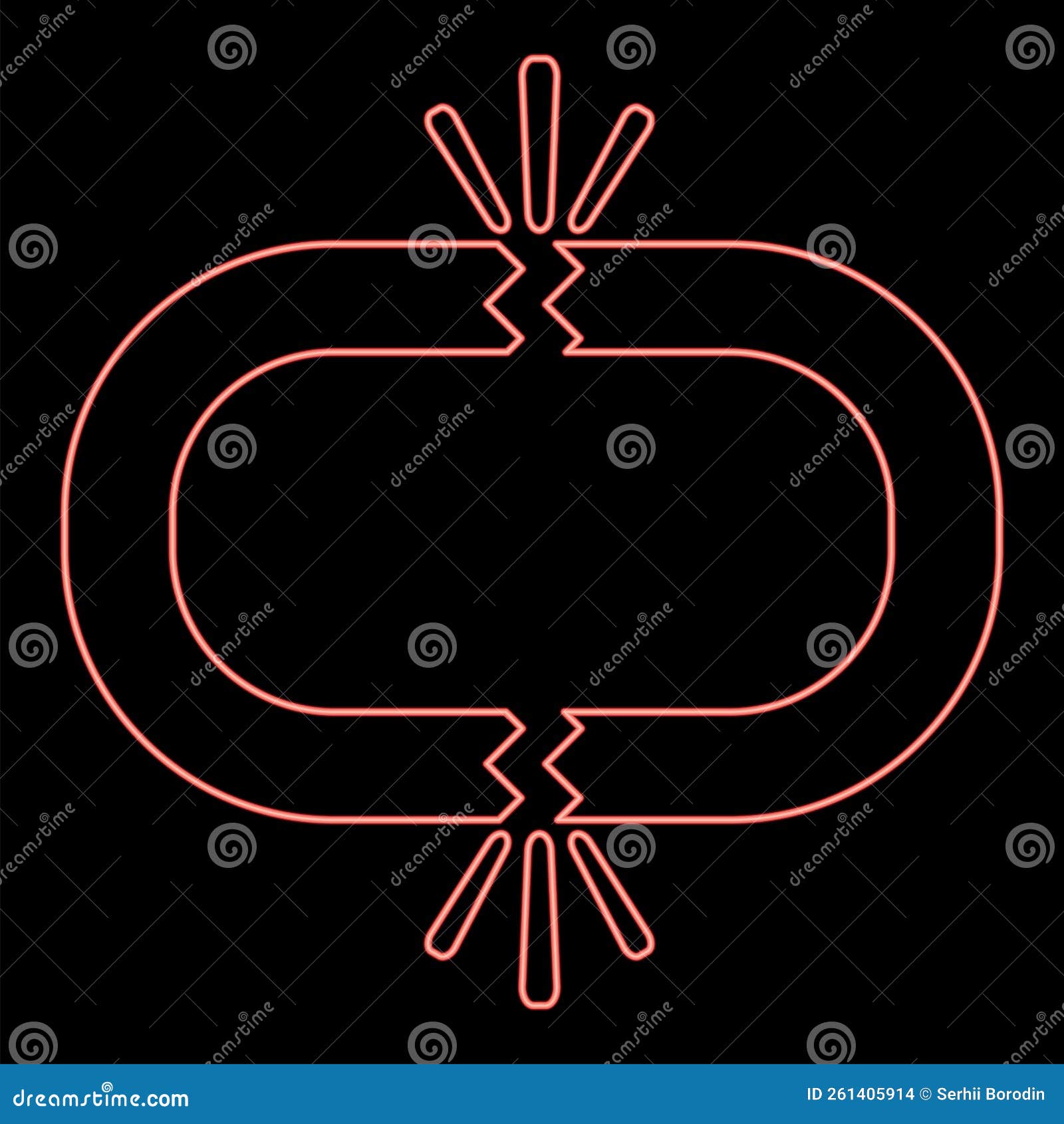 Neon Broken Link Red Color Vector Illustration Image Flat Style Stock ...