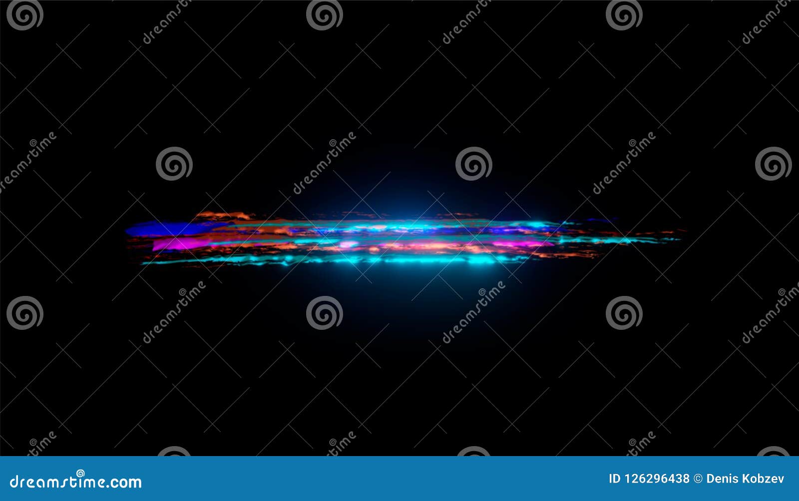3d Rendering. Neon Brush Stroke of Multi-colored Paints on a Black ...