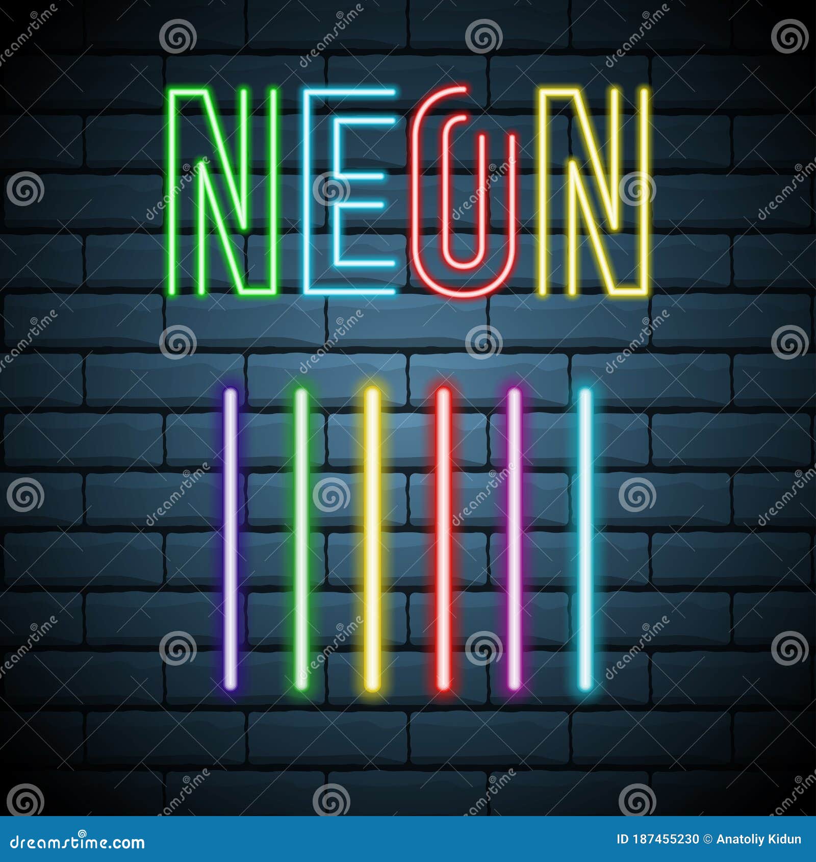 Neon Brushes. Vector Set Of Rainbow Glowing Lines | CartoonDealer.com ...
