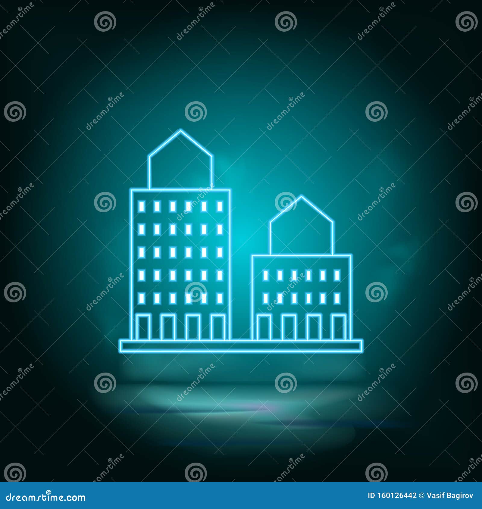 Neon, Building Blue. Blue Neon, Building Icon. Vector Background Stock ...
