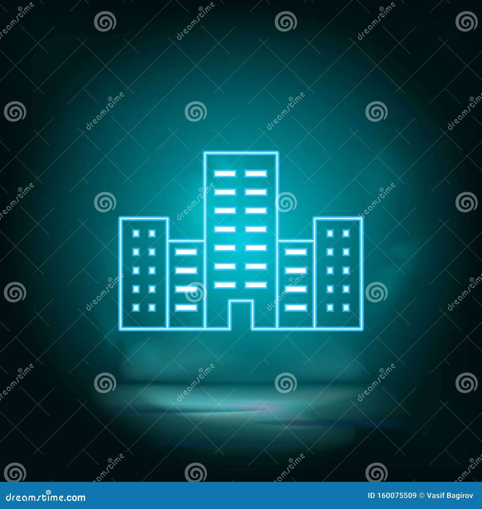 Neon Building Blue. Blue Neon, Building Vector Icon. Vector Background ...
