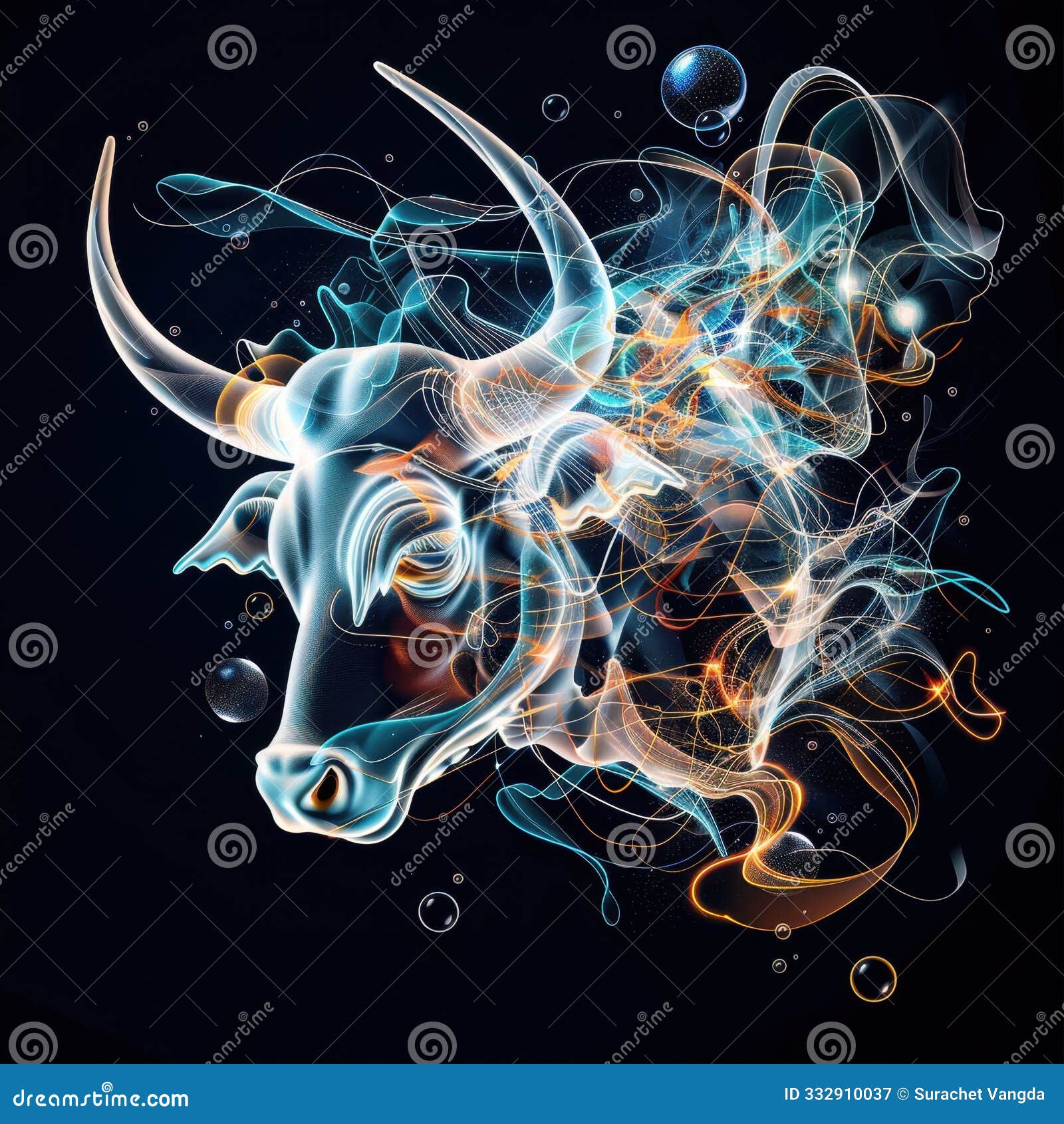 Neon Bull Vector Art Illustration, AI Generative Stock Illustration ...