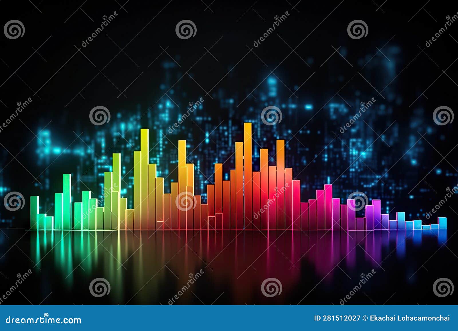 Neon Business Economic Charts Abstract Analysis of Growth and Fall with ...