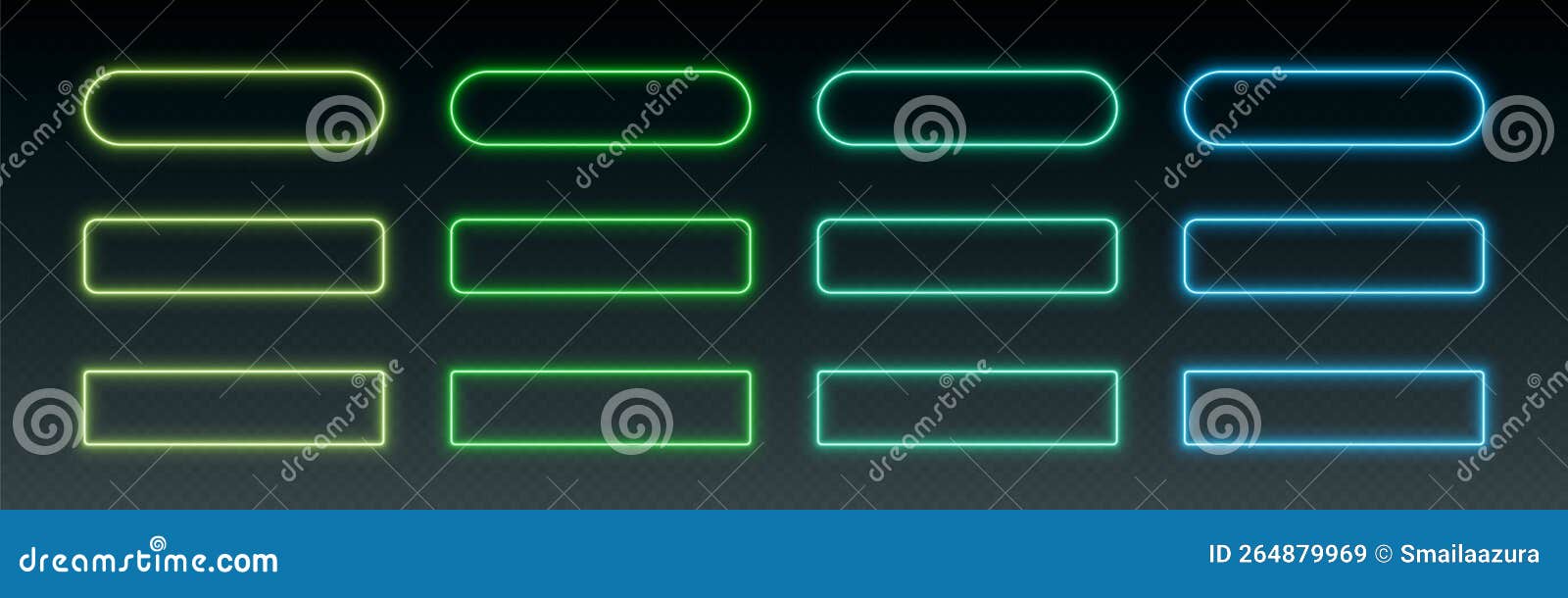 Neon Button Frames, Coloful Glowing Borders, Isolated UI Elements ...