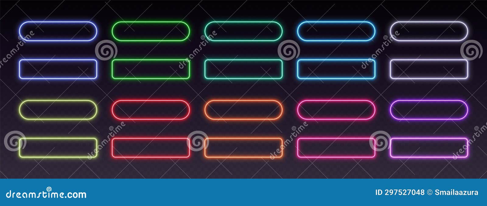 Neon Button Frames, Gradient Glowing Borders, Isolated UI Elements. Futuristic Action Buttons ...