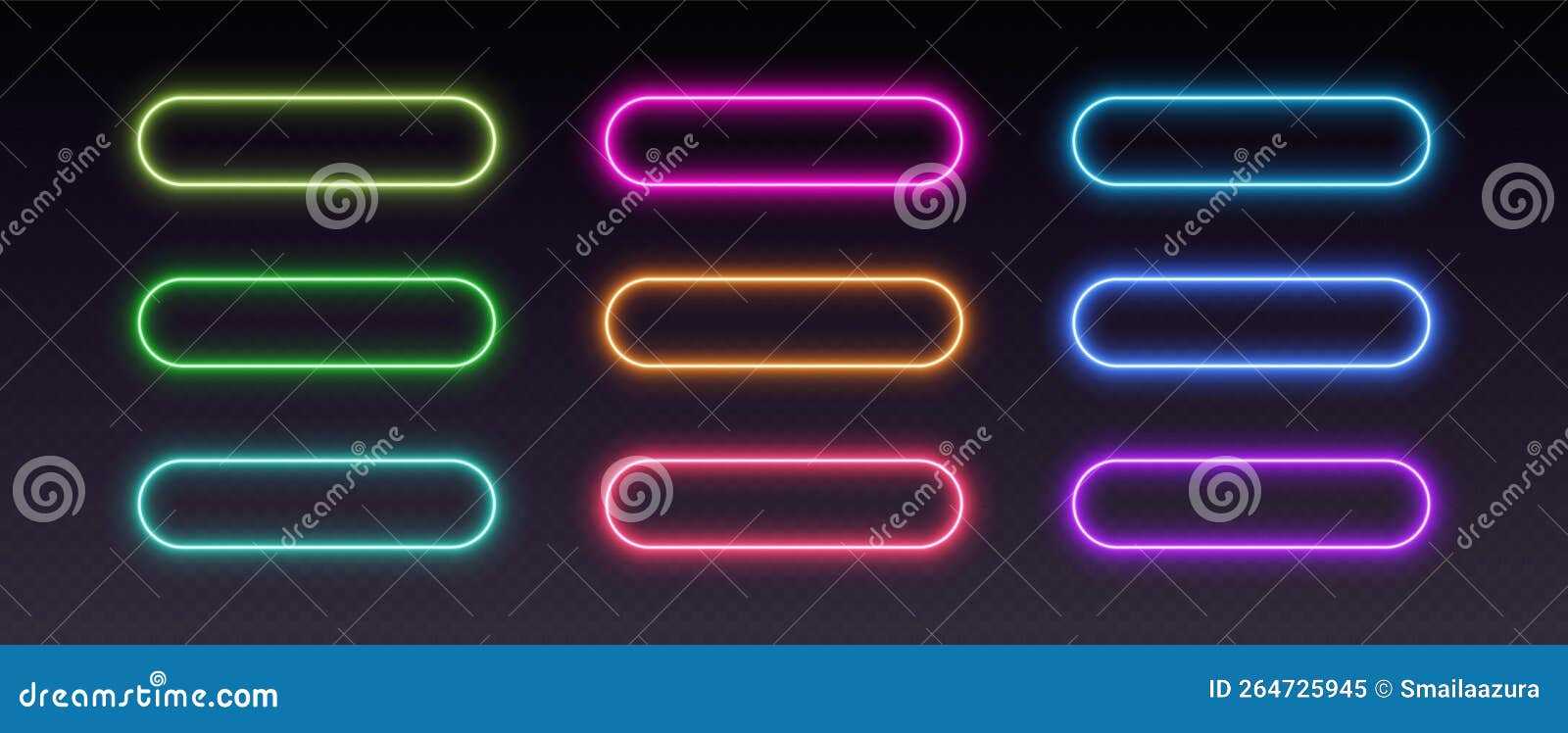 Neon Button Frames, Gradient Glowing Borders, Isolated UI Elements ...
