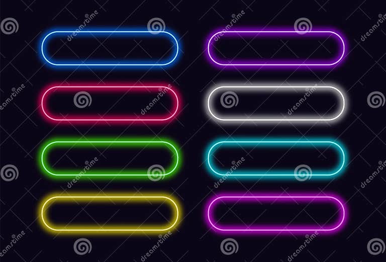 Neon buttons set stock vector. Illustration of button - 211278965
