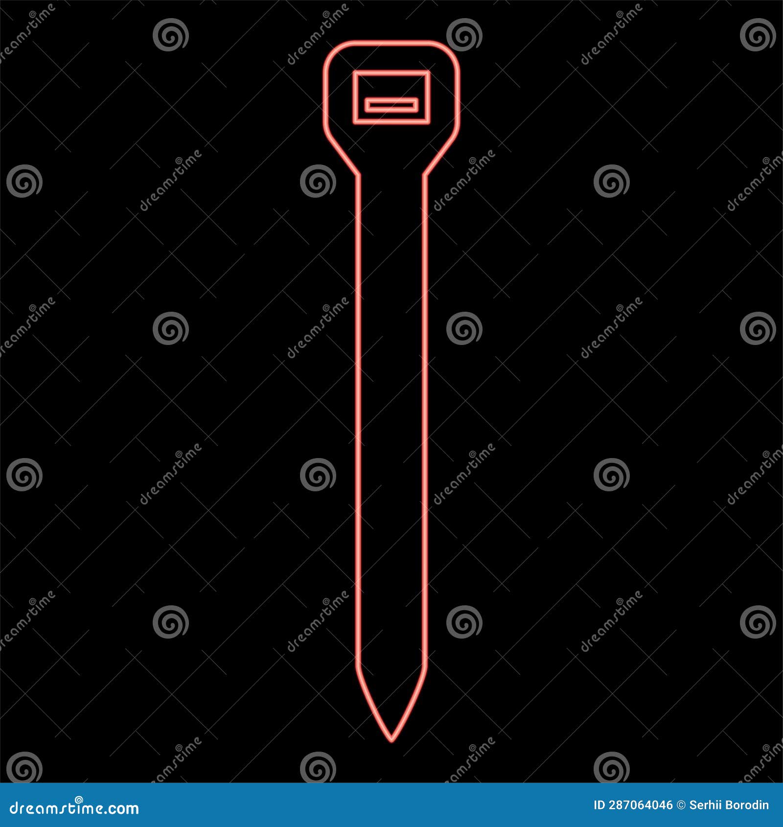Neon Cable Tie Zip Building Material Red Color Vector Illustration ...