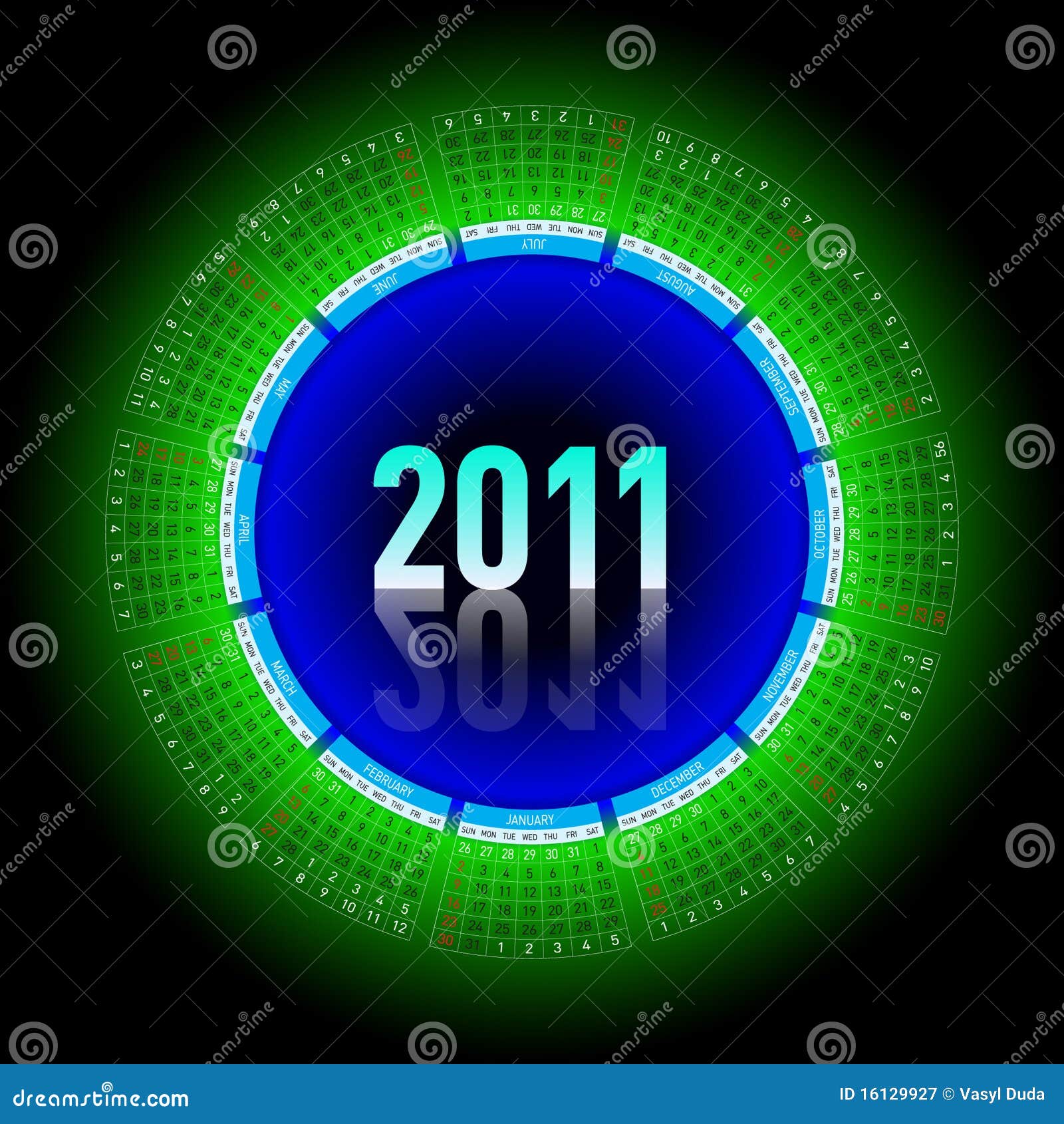 Neon calendar 2011 stock vector. Illustration of office - 16129927