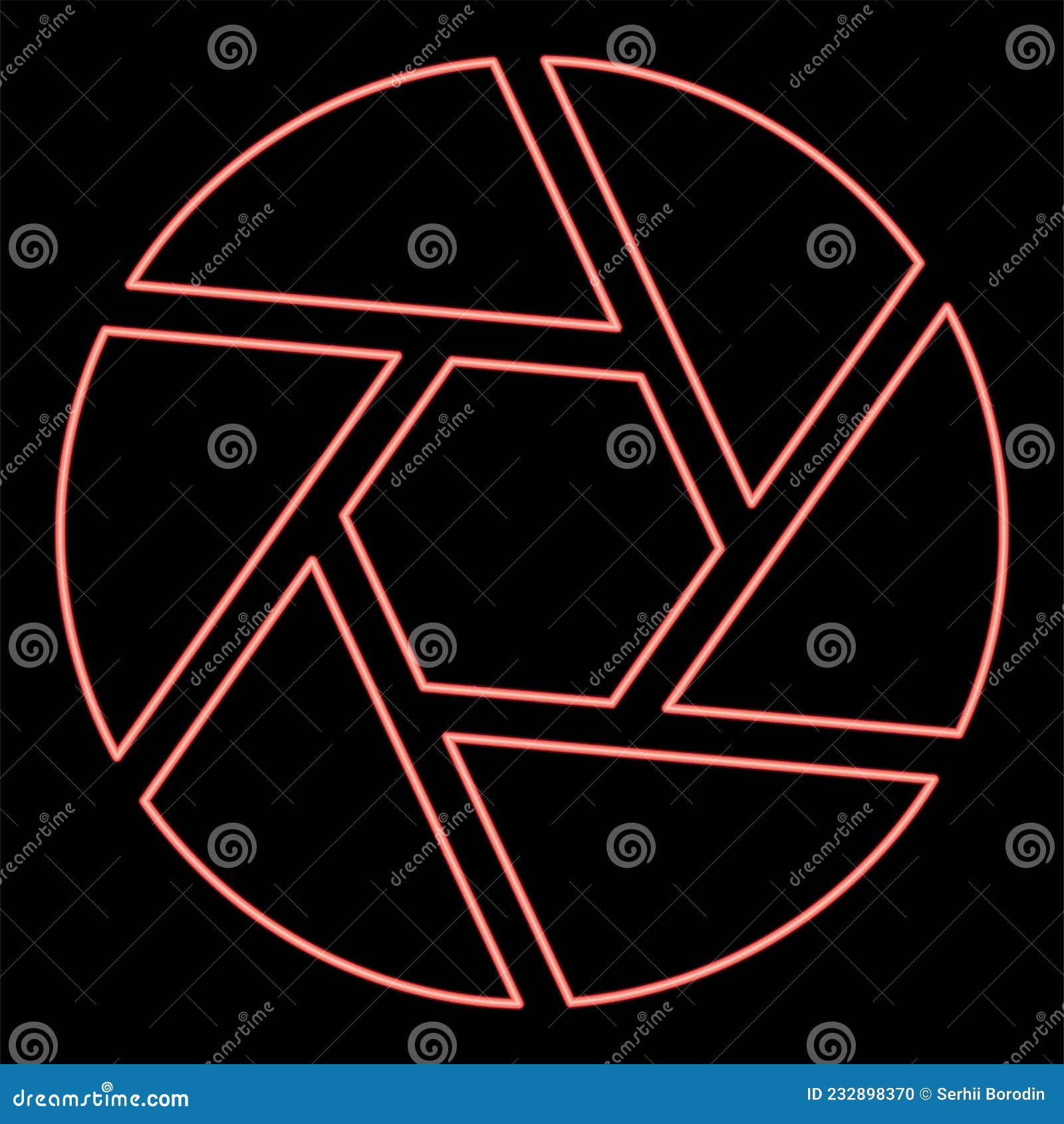 Neon Camera Lens Shutter Red Color Vector Illustration Flat Style Image ...