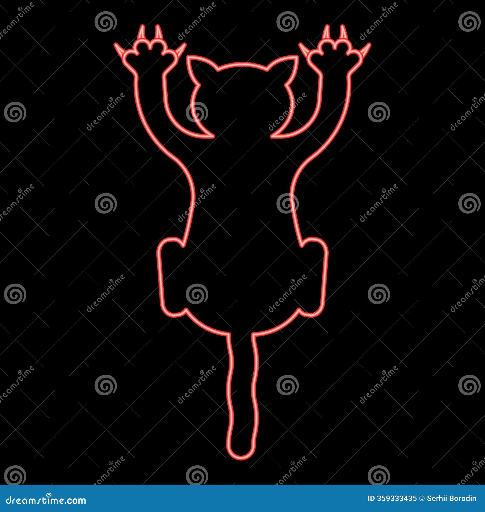 Neon Cat Scratching With Claw Marks Harm Red Color Vector Illustration ...