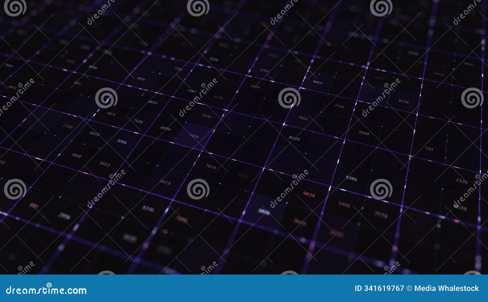 3d Cells With Numeric Data. Animation. Set Of Tiers And Rows In Virtual ...