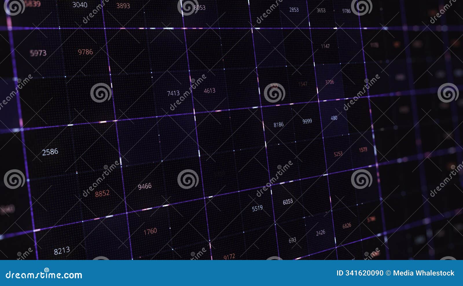3d Cells With Numeric Data. Animation. Set Of Tiers And Rows In Virtual ...