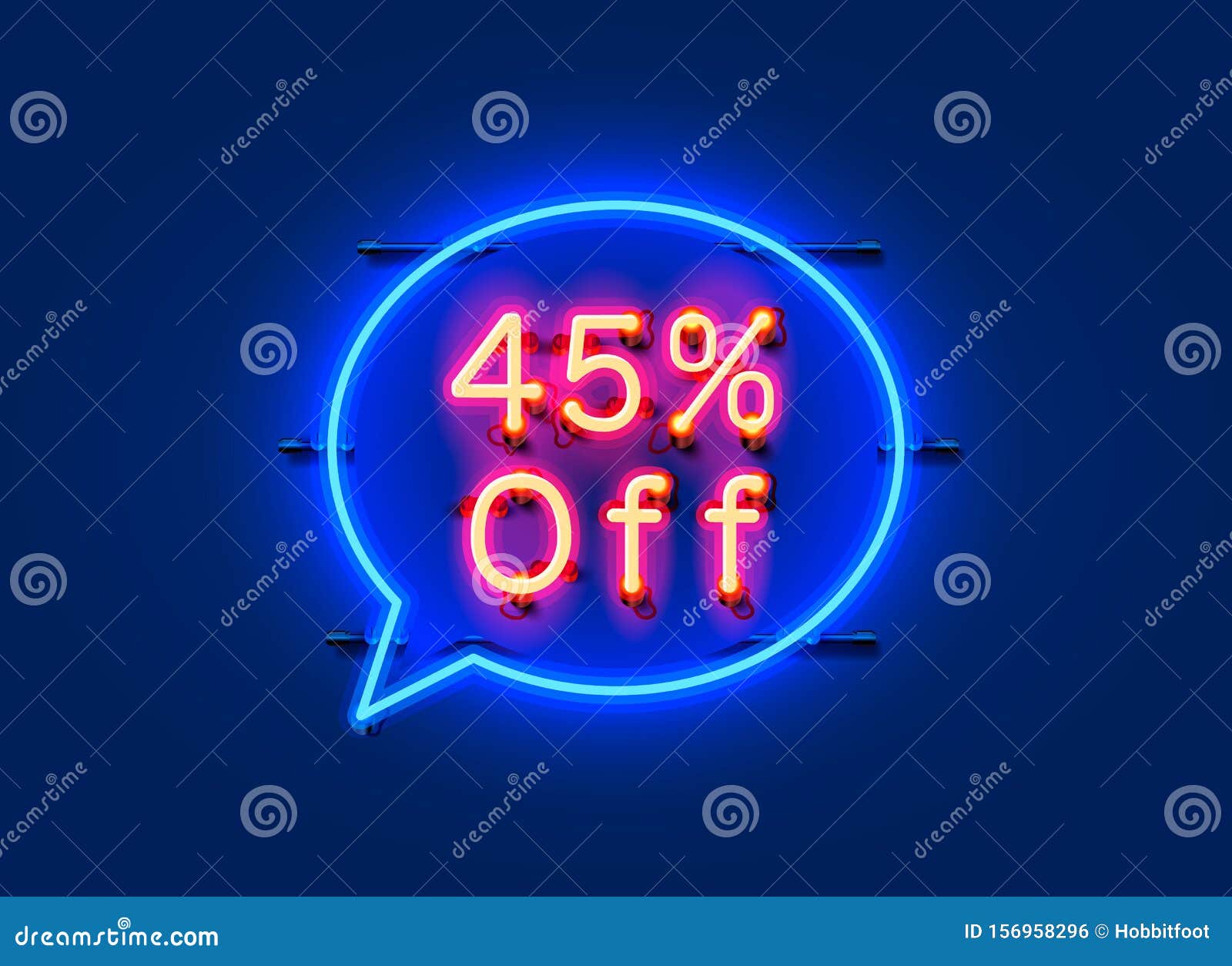 Neon Chat Frame 45 Off Text Banner. Night Sign Board Stock Illustration ...