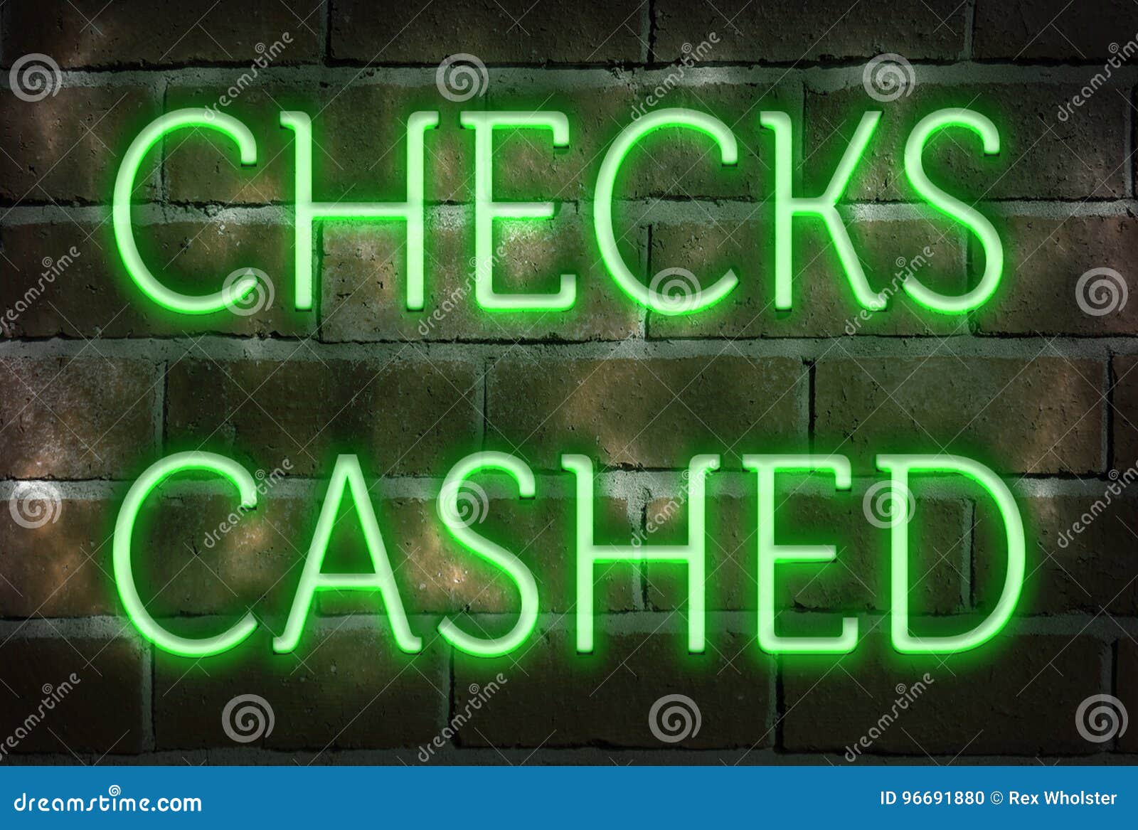 Neon CHECKS CASHED sign stock illustration. Illustration of neon - 96691880