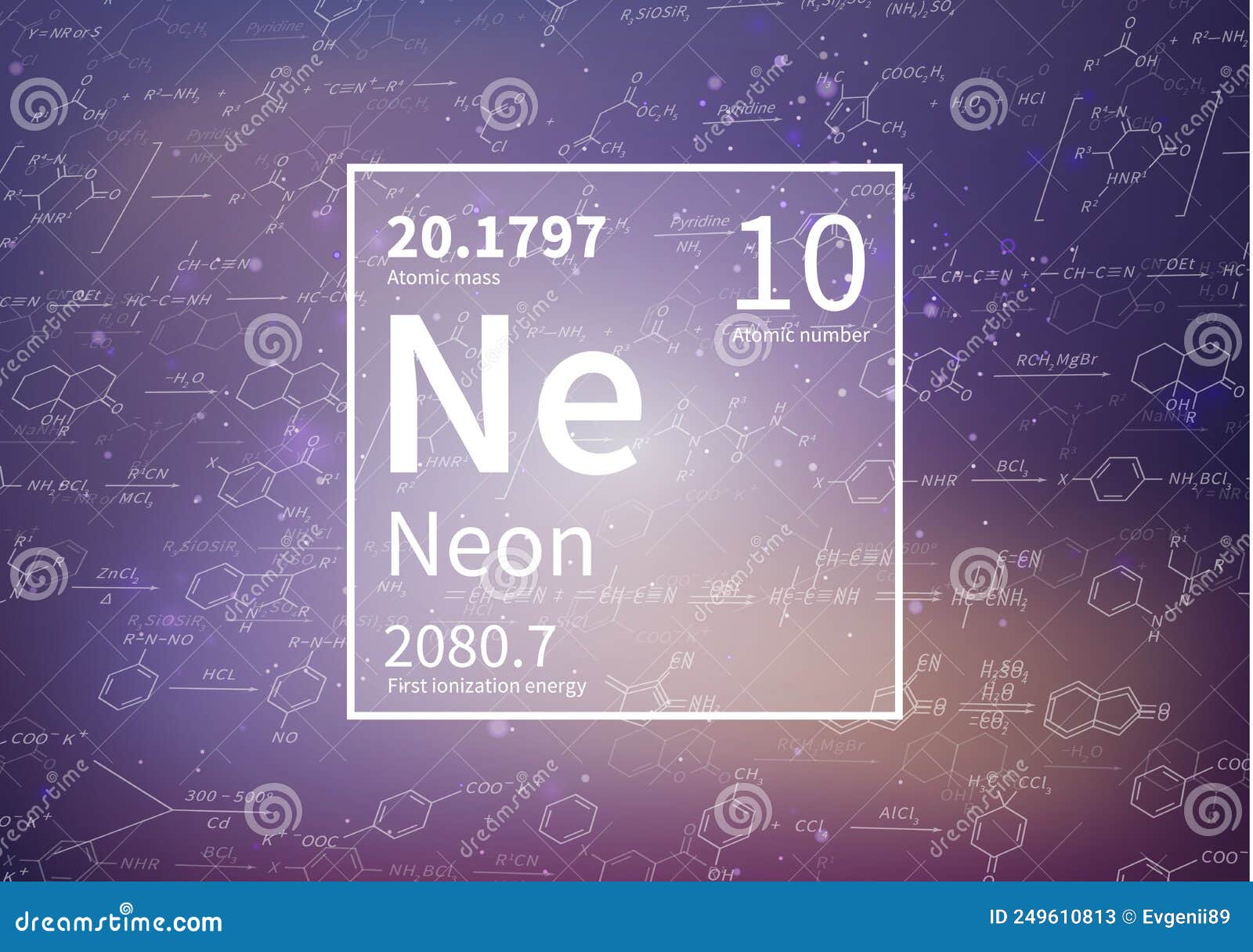 Neon Chemical Element with First Ionization Energy, Atomic Mass and ...