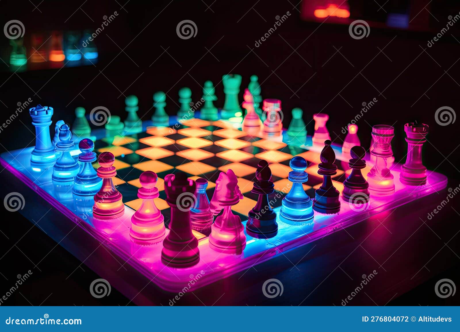 Neon Chess Set In Futuristic, Sci-fi Setting Royalty-Free Stock Image ...