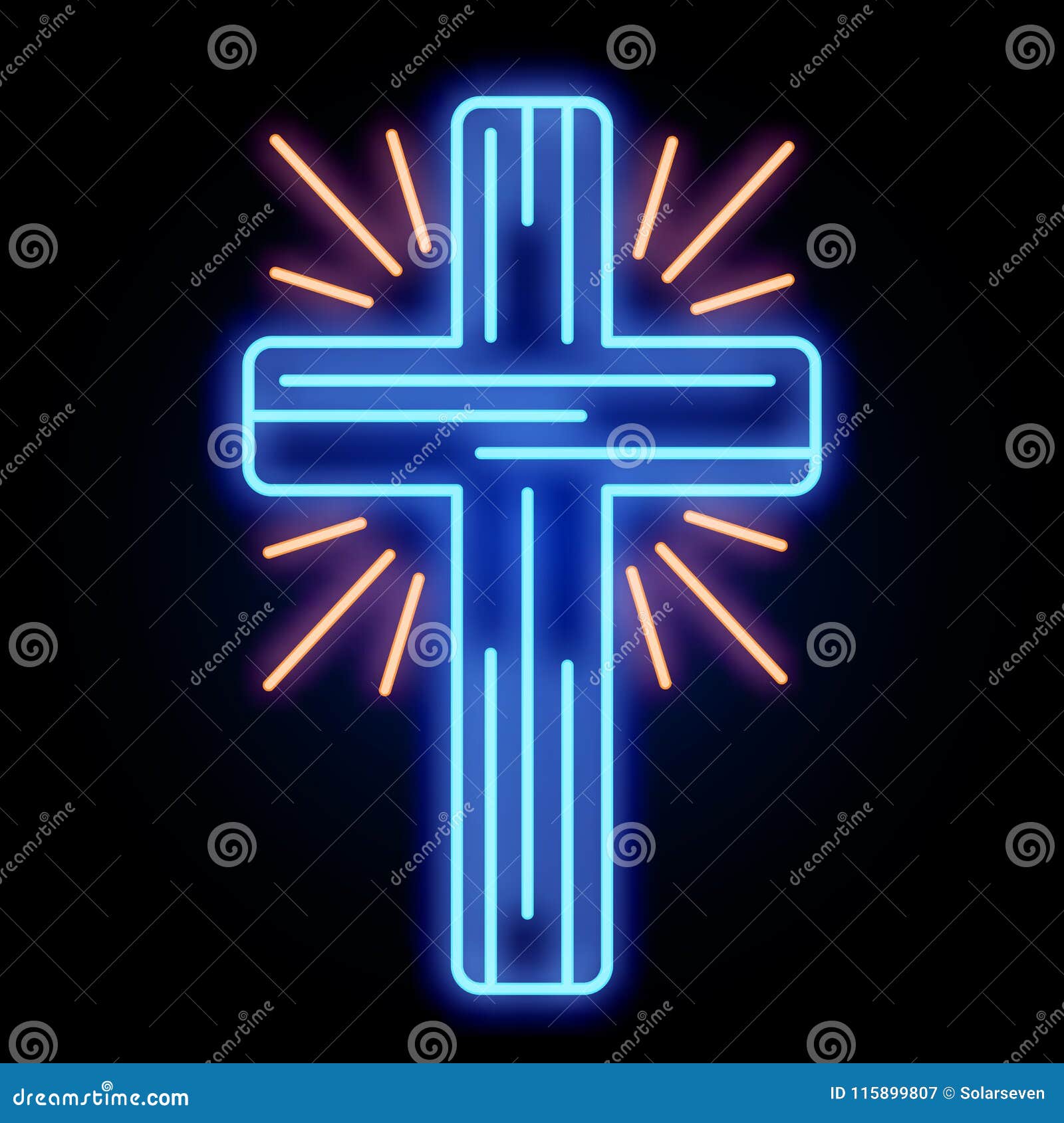 Neon Church Cross Light Sign Stock Vector - Illustration of sign ...